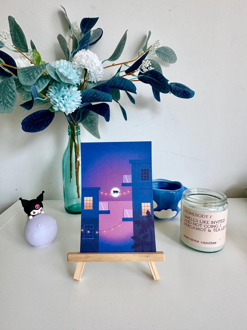 Cute Animal Themed Art Print | Aesthetic Illustration Post Cards | Mini ...