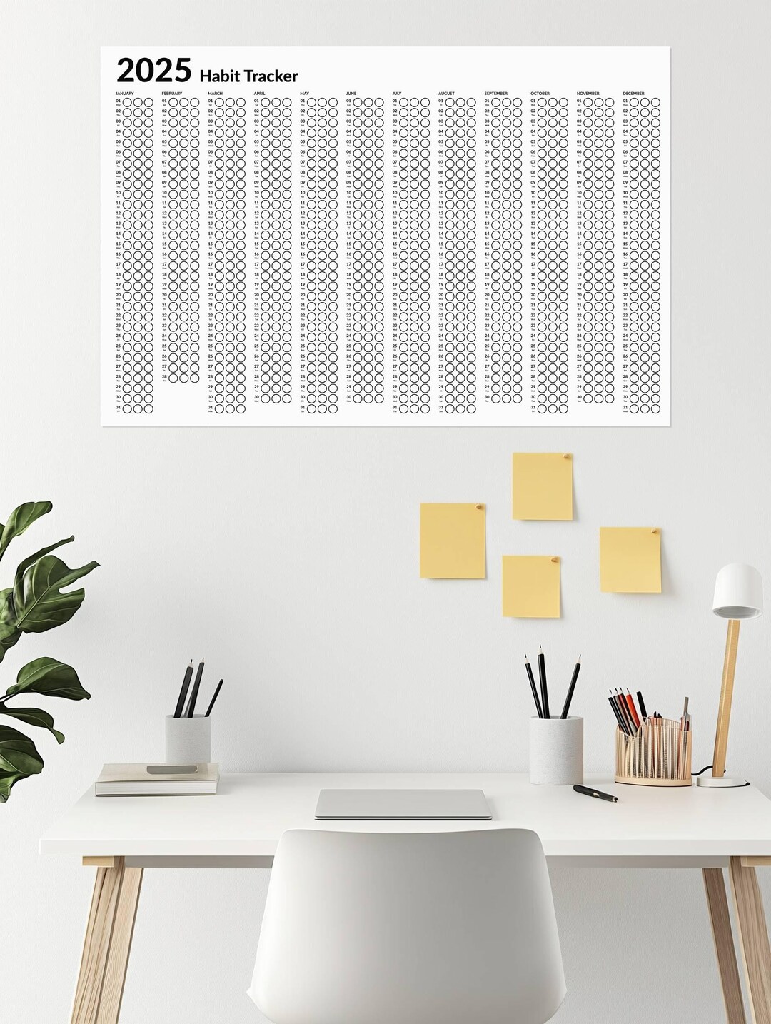 2025 Giant Wall Calendar Habit Tracker Year in Review Annual Tracker ...