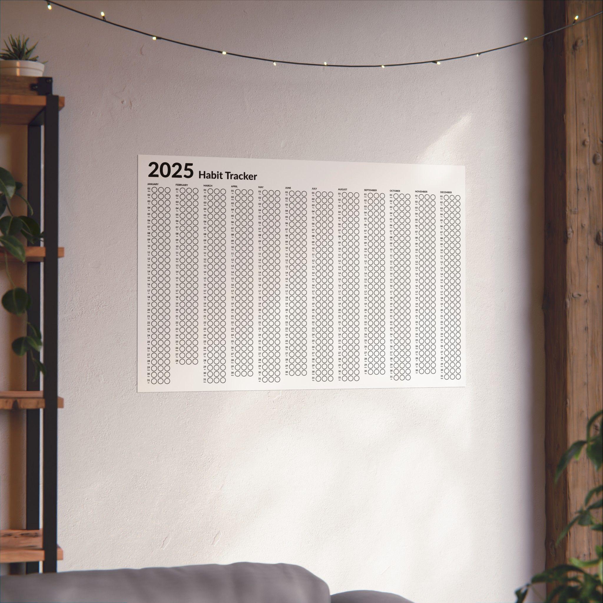 2025 Giant Wall Calendar Habit Tracker Year in Review Annual Tracker ...