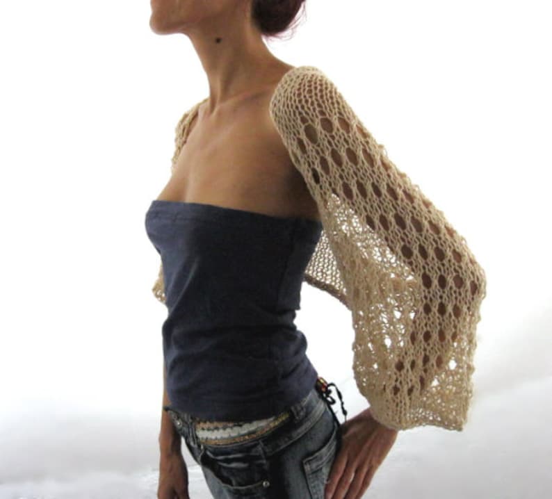 Light Beige COTTON SHRUG ....elegant Hand Knitted Summer Shrug - Etsy