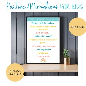 Daily Affirmations for Kids Daily Affirmations Poster - Etsy