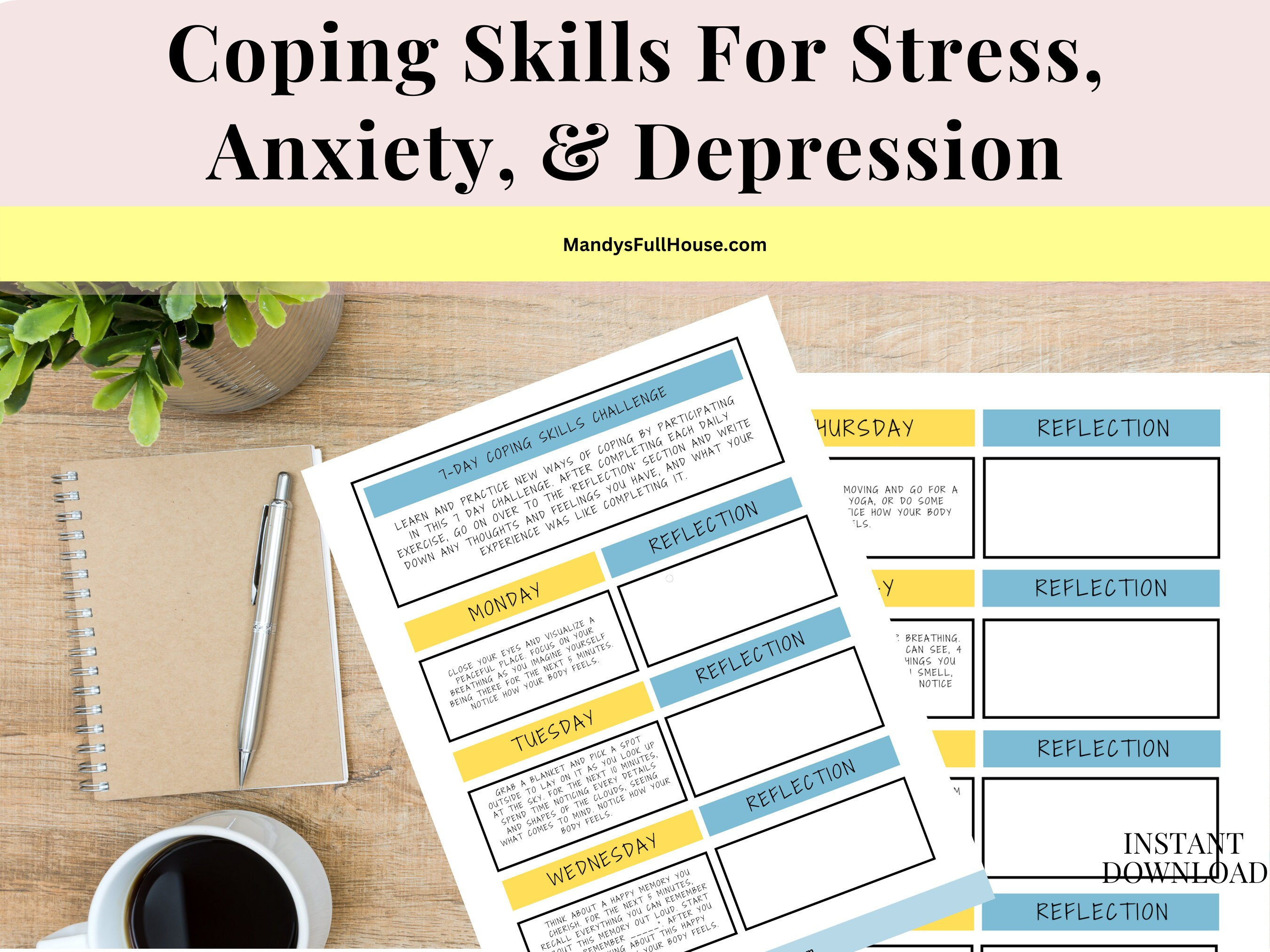 Self Care Printable- PDF- Mental Health- Coping Skills Daily Checklist ...