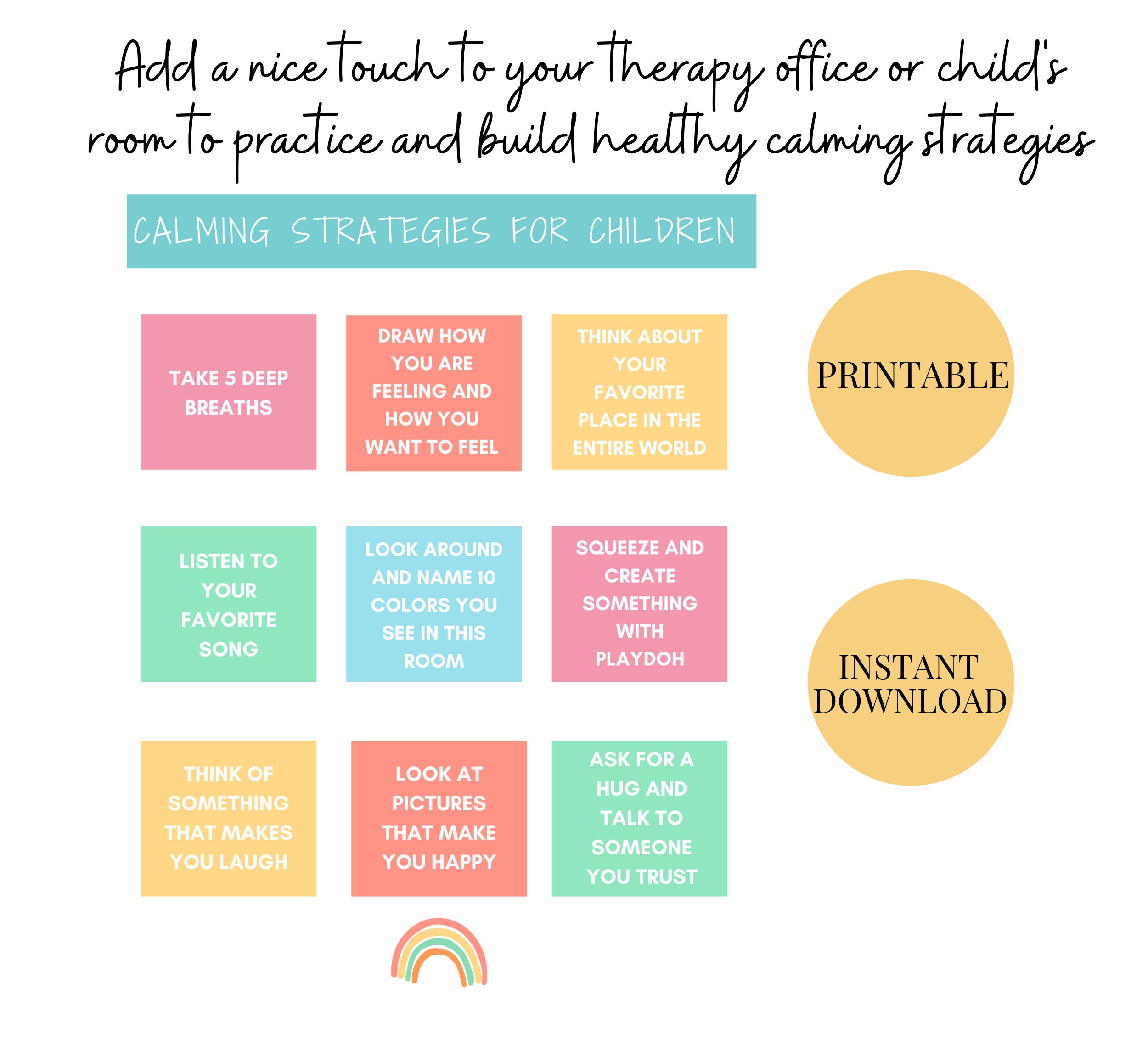 Coping Skills Children Printable Poster, Calm Down Kids Teens, Mental ...