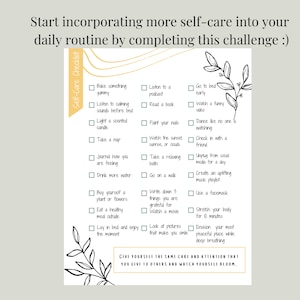 Self Care Checklist Printable- PDF- Mental Health- Coping Skills Daily ...