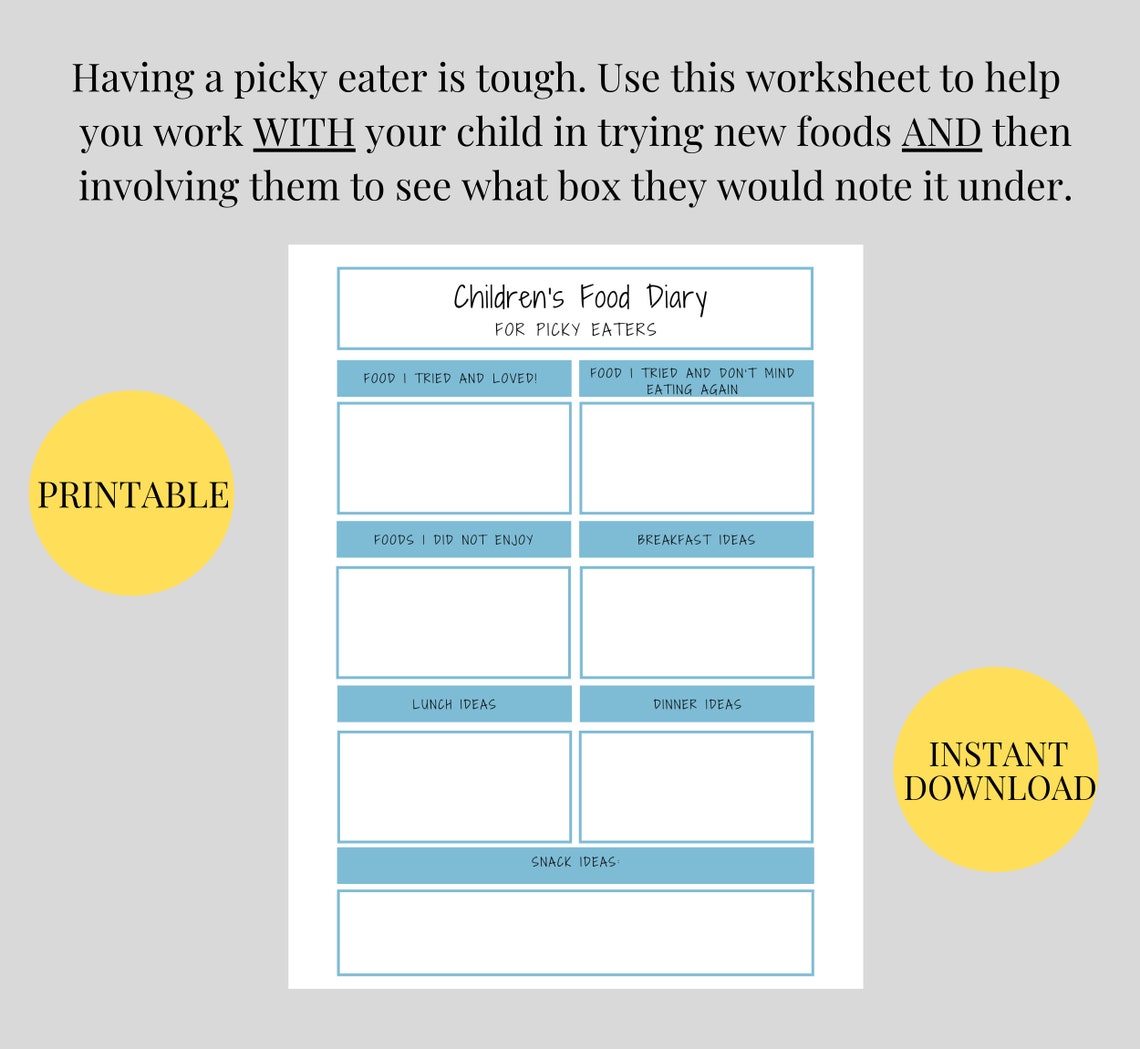 Daily Food Diary Food Log Printable Children's Daily - Etsy UK