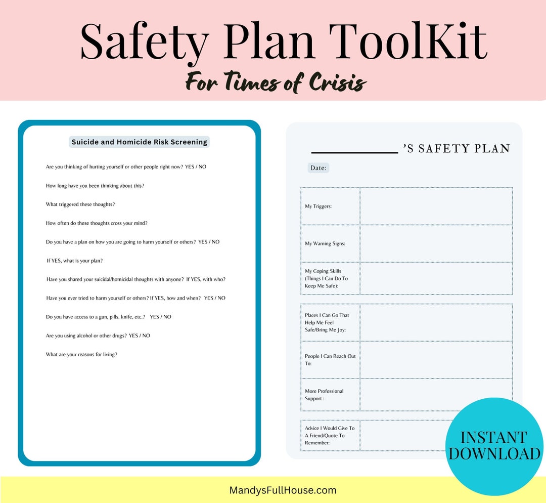 Safety Plan, Safety Plan Worksheet, Crisis Safety Plan Template ...