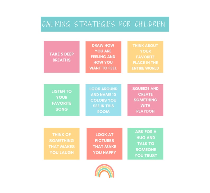 Coping Skills Children Printable Poster, Calm Down Kids Teens, Mental ...