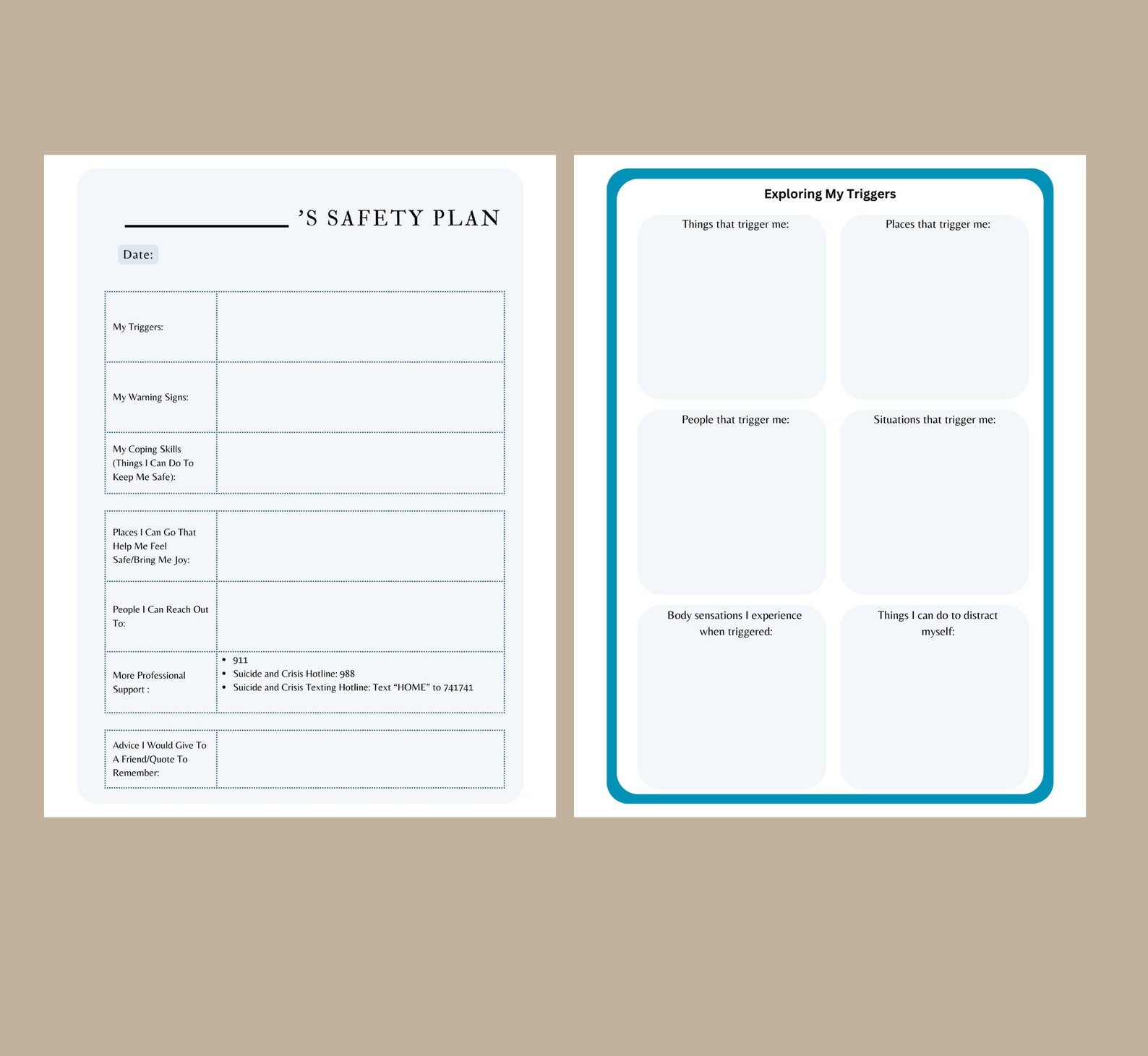 Safety Plan, Safety Plan Worksheet, Crisis Safety Plan Template ...