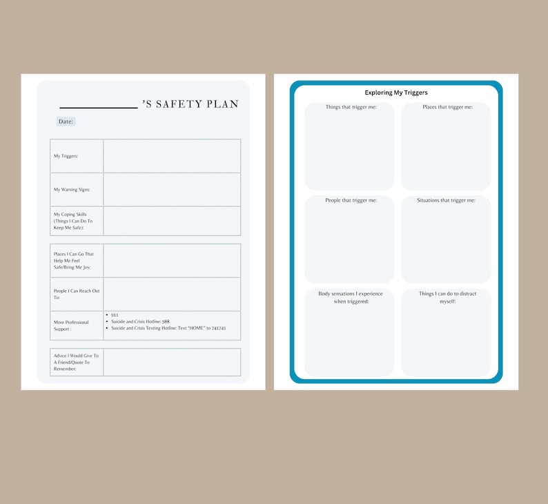 Safety Plan, Safety Plan Worksheet, Crisis Safety Plan Template ...