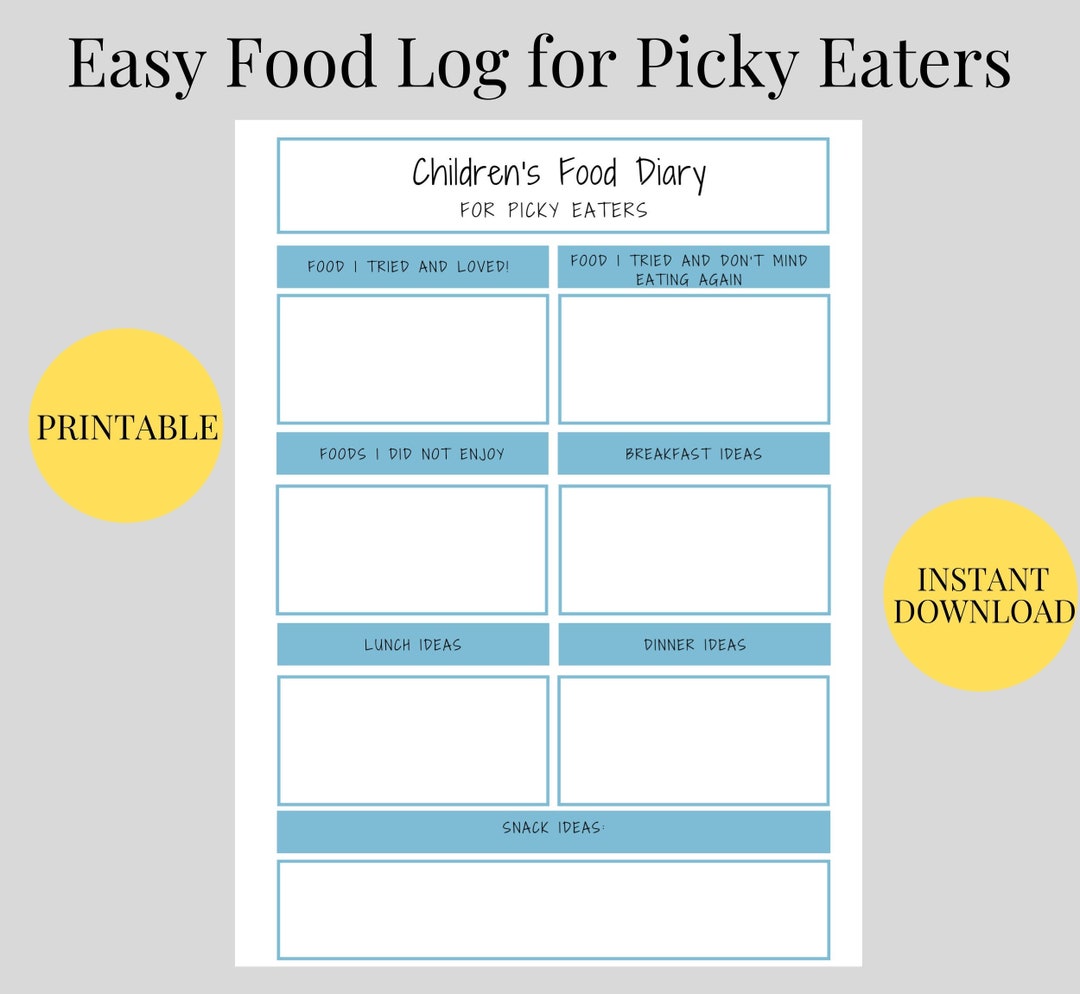 Daily Food Diary, Food Log, Printable, Children's Daily Food Journal ...