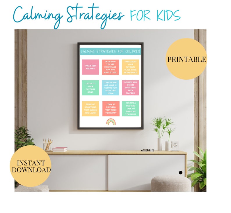 Coping Skills Children Printable Poster, Calm Down Kids Teens, Mental ...