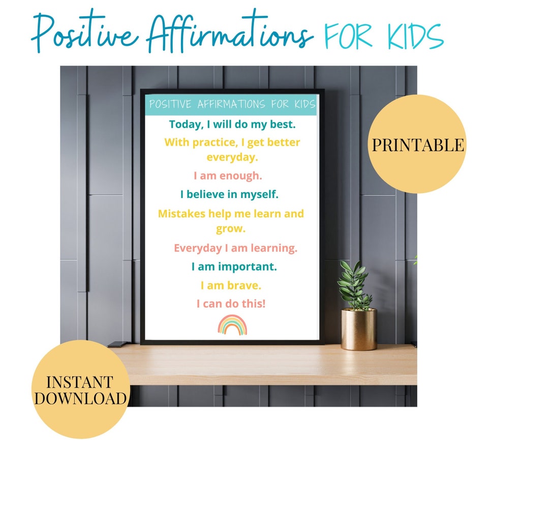 Daily Affirmations for Kids, Daily Affirmations Poster, Therapy Room ...