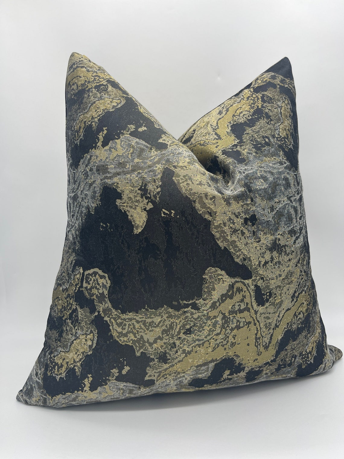 Black & Gold Marble Pillow Cover / Marble Decorative Pillow / Marble ...
