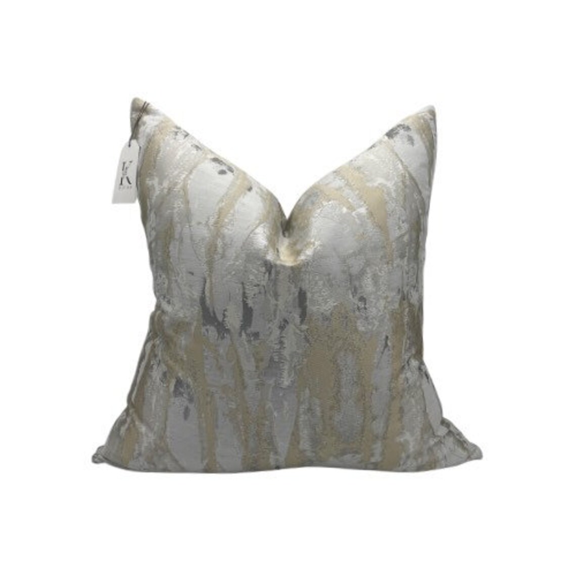 Gray and Tan With Silver Metallic Pillow Cover /beige Abstract Throw ...