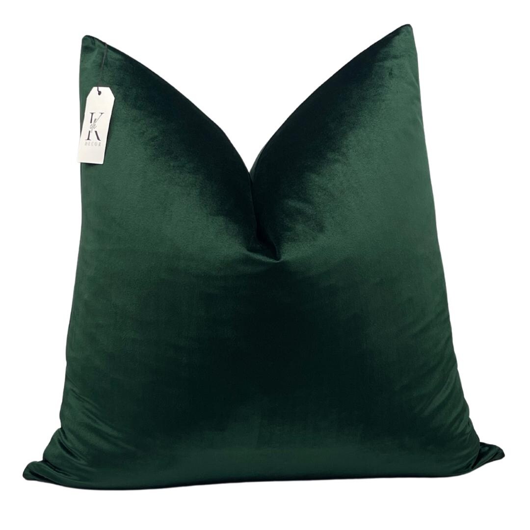 Emerald Green Velvet Decorative Throw Pillow / Dark Green Accent Pillow ...