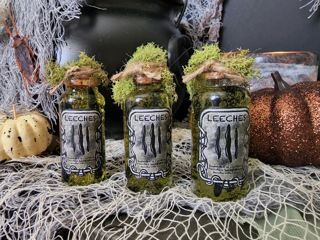 Swamp Leeches Halloween Potion Bottle, Apothecary Jar, Magic Potion ...