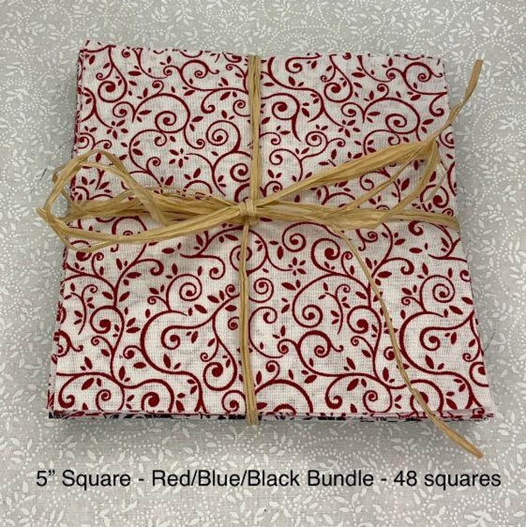 5" Precut Square Bundle - Red, Blue, Black - 48-piece Bundle - Etsy