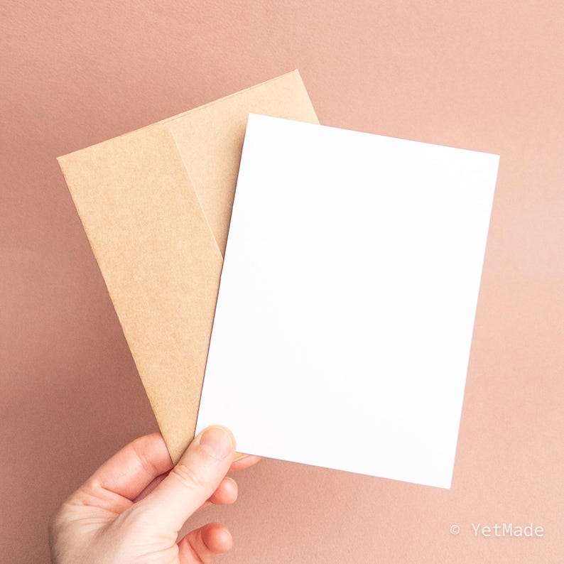 Blank A2 Greeting Note Cards Set of 20 + Optional Thick Kraft Envelopes ...