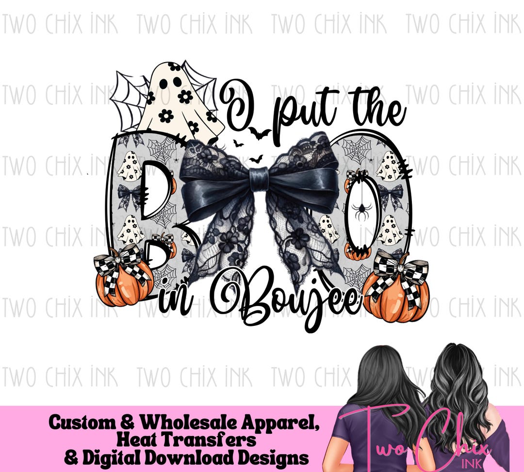 Boo in Boojee Halloween Ready to Press DTF Autumn Fall Design Cute Bow ...