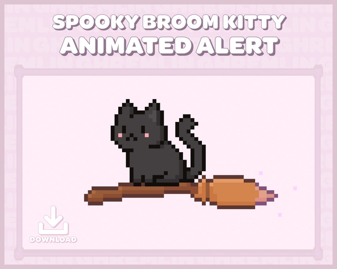 ANIMATED Spooky Broom Kitty Cat Twitch Stream Alerts Halloween Stream ...
