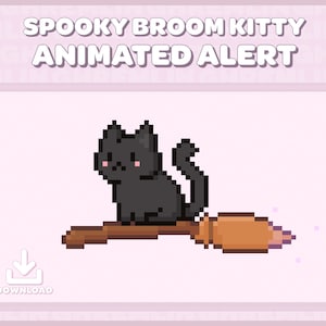 ANIMATED Spooky Broom Kitty Cat Twitch Stream Alerts - Etsy