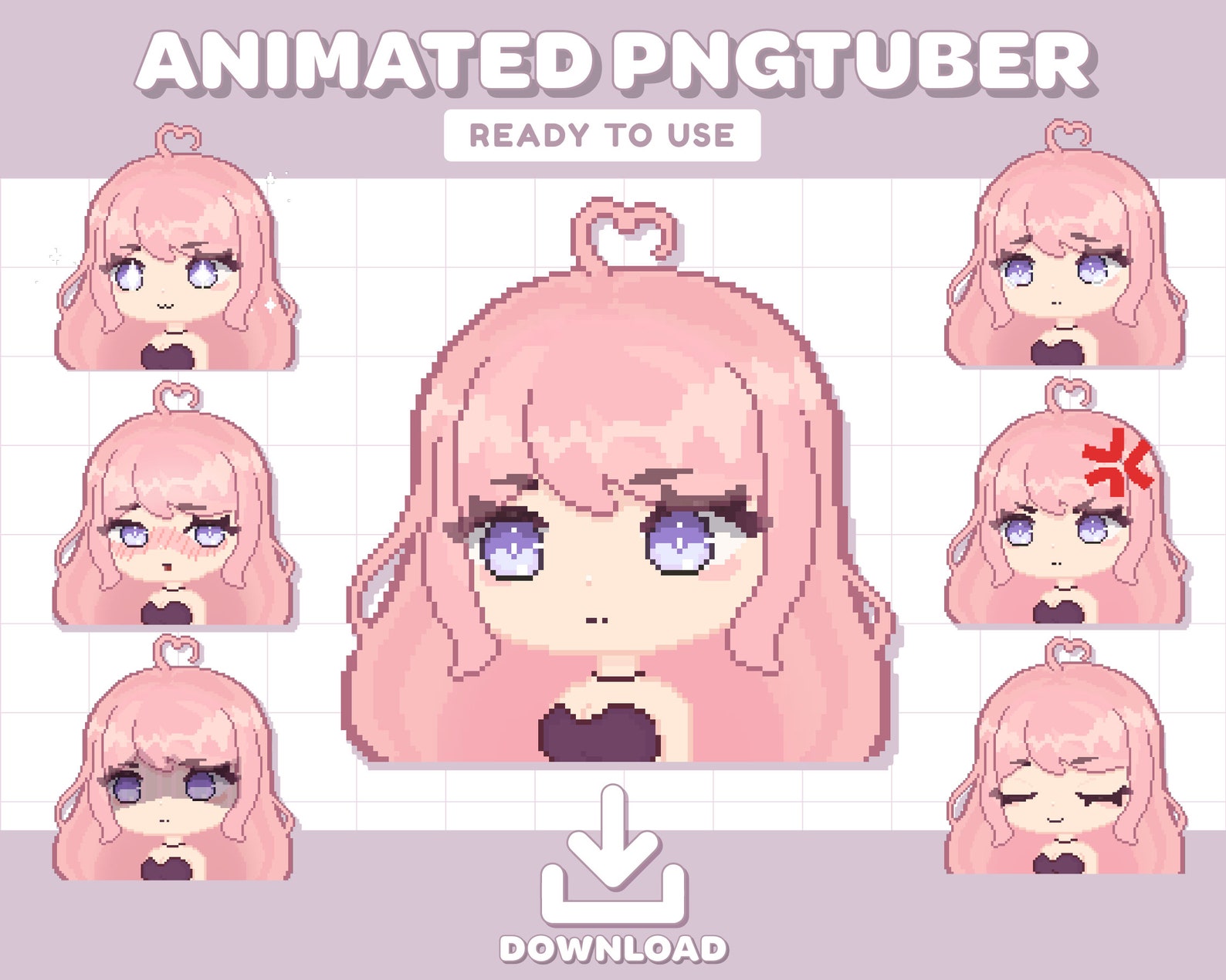 ANIMATED Pixel Pngtuber 8 Different Emotions Veadotube - Etsy