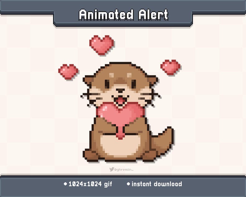 Otter Hearts Animated Twitch Stream Alert | Stream Decoration GIF - Etsy