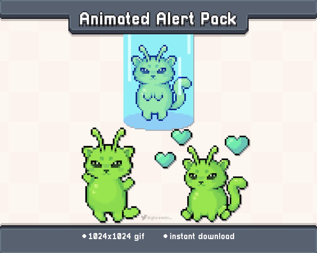 Paquete de alertas animadas de Twitch con meme de gato Glorp / GIF ...