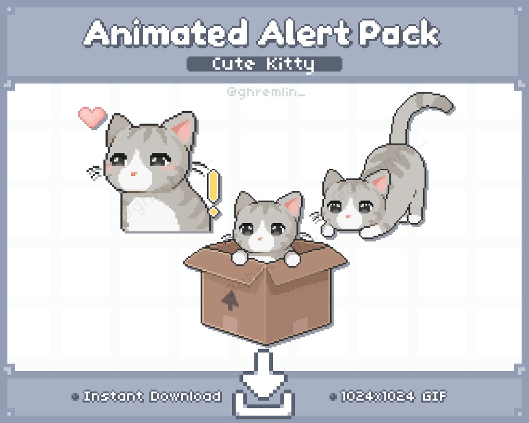 ANIMATED Tabby Kitty Cat Twitch Stream Alert Pack | Stream Pet | Stream ...