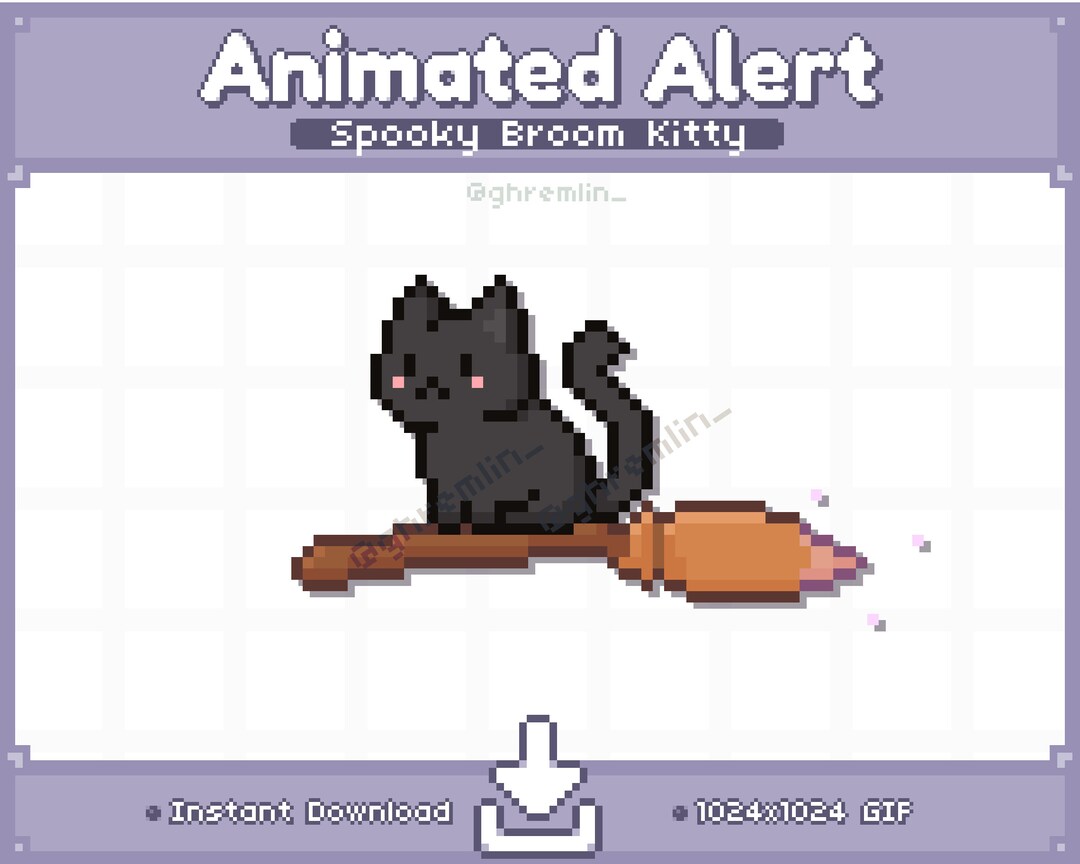 Spooky Broom Kitty Animated Twitch Stream Alert | Halloween Stream ...