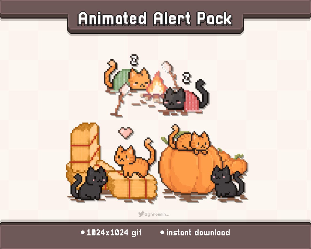 Fall Kitty Animated Twitch Stream Alert Pack | Stream Decoration GIF - Etsy