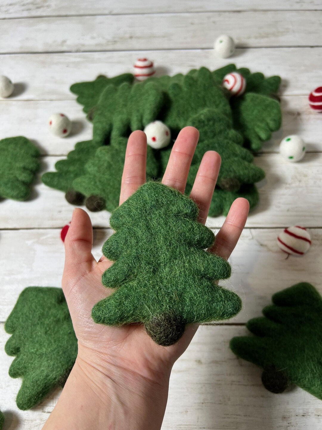 Christmas Tree Felted Wool Green Shapes Felt Holiday Felt Shapes DIY ...