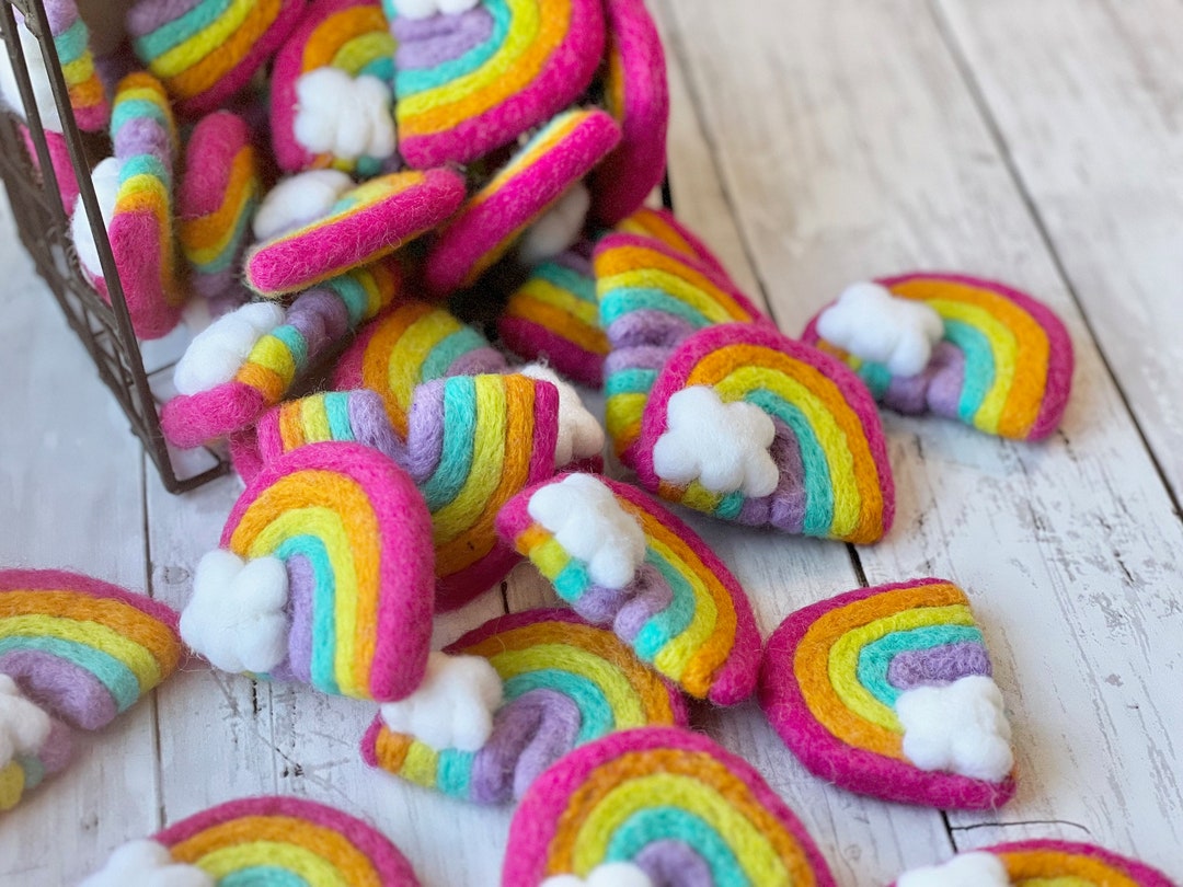 Felt Rainbows With Cloud Felted Bright Rainbows Wool Felt Nursery Kids ...