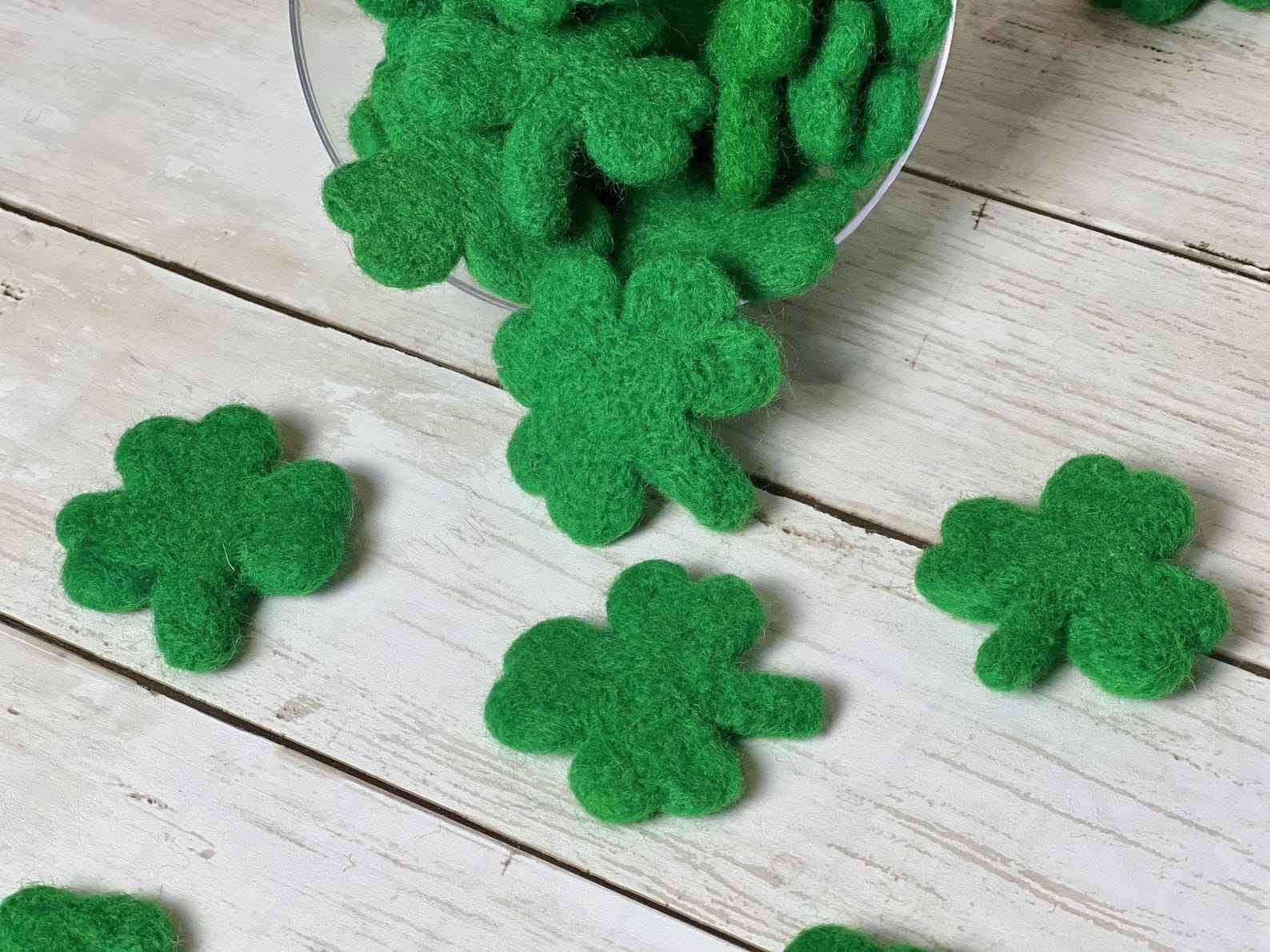 Felt Shamrocks Felted Green St. Patrick's Day Shamrocks Wool Felt ...