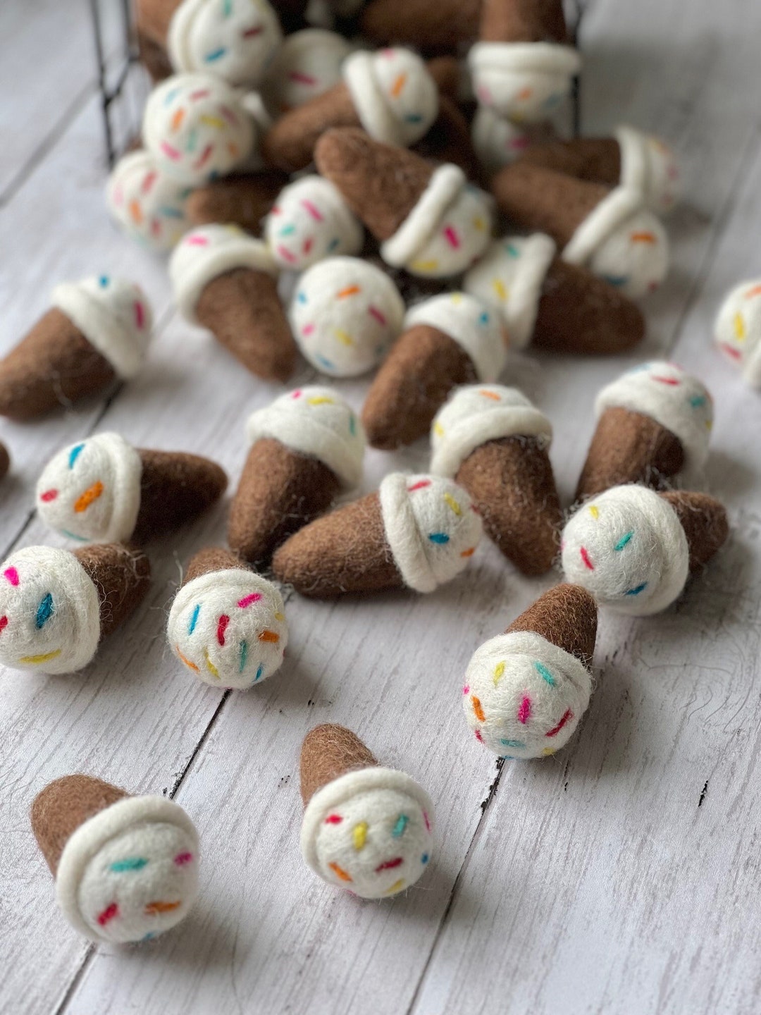 Felt Ice Cream Cone Sprinkles Felted Ice Creams Wool Felt Summer Felt ...