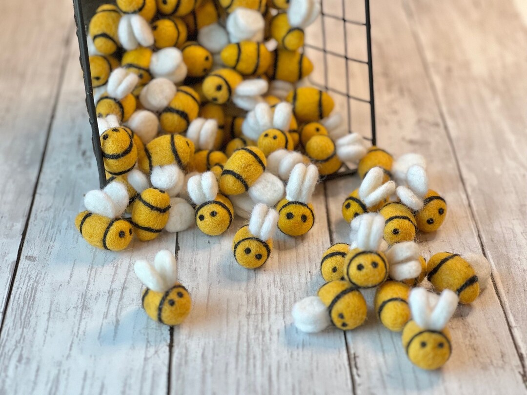 Felt Bumble Bee Felted Bees Wool Felt Spring Felt Shapes DIY Bee Craft ...