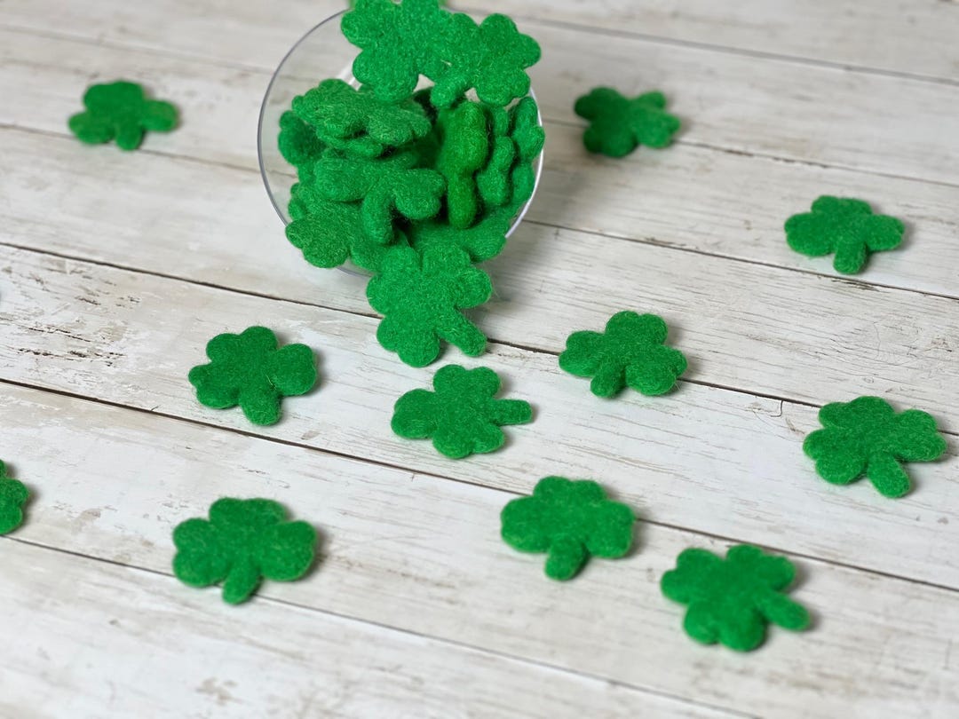 Felt Shamrocks Felted Green St. Patrick's Day Shamrocks Wool Felt ...
