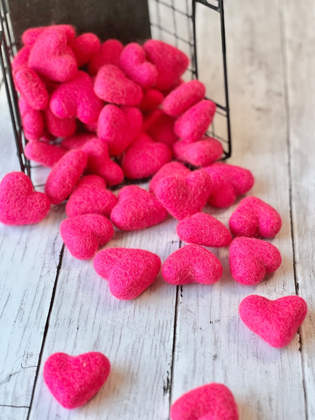 Hot Pink Felt Hearts for Crafting DIY Garland Kit Bright Pink Felted ...