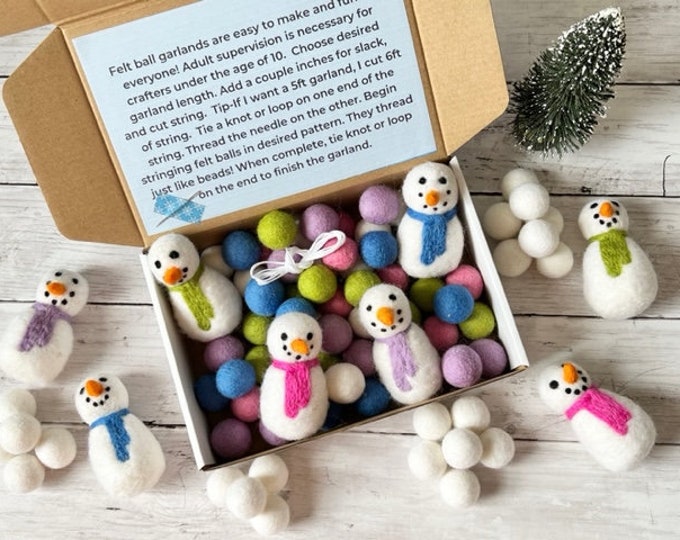 MAKE YOUR OWN! Snowman Garland! Kids Felt Ball Craft Kit Gift Limited ...