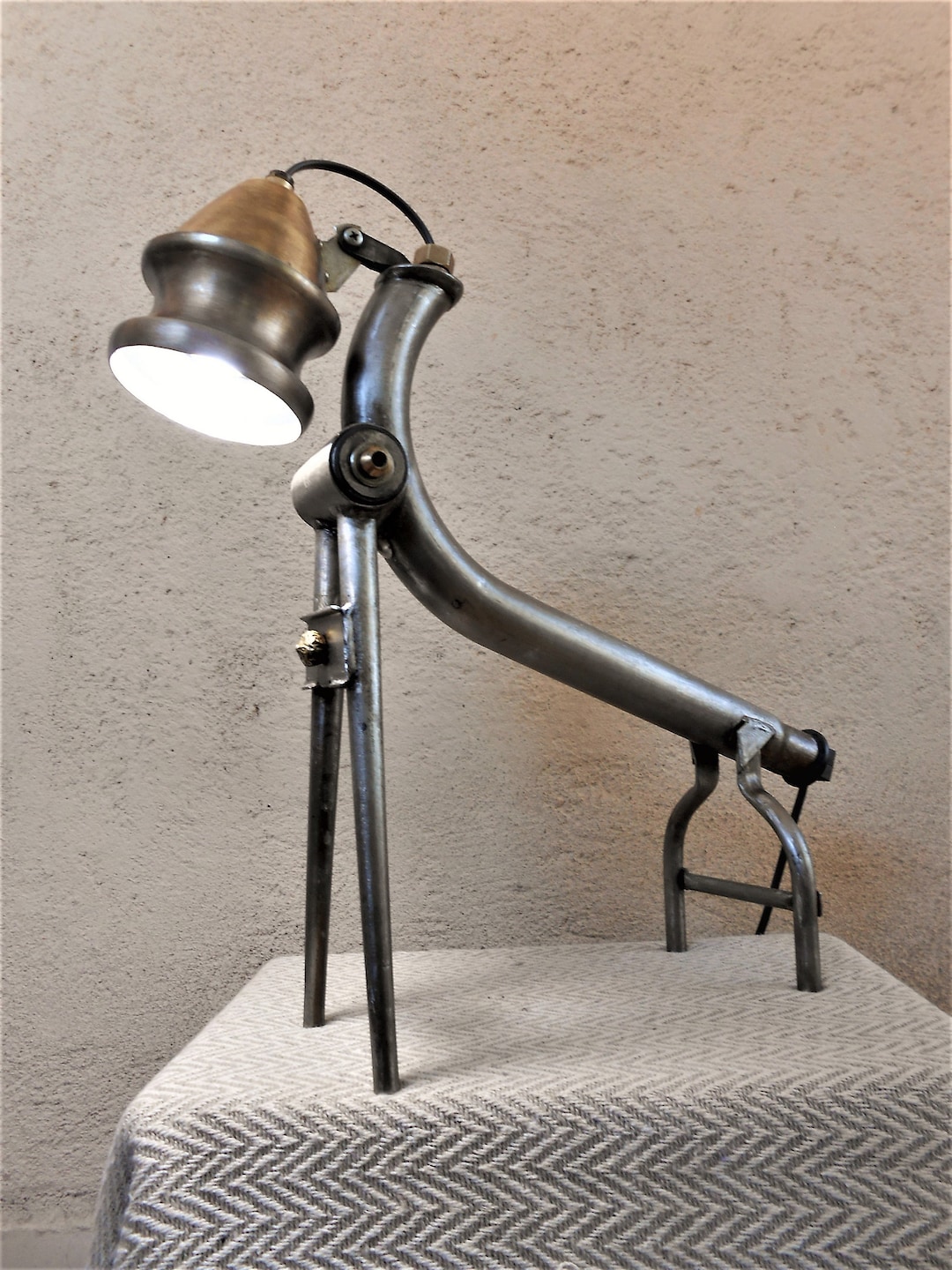 Bike Lamp steampunk Giraffe on Old Bicycle Parts Industrial Lamp Height ...