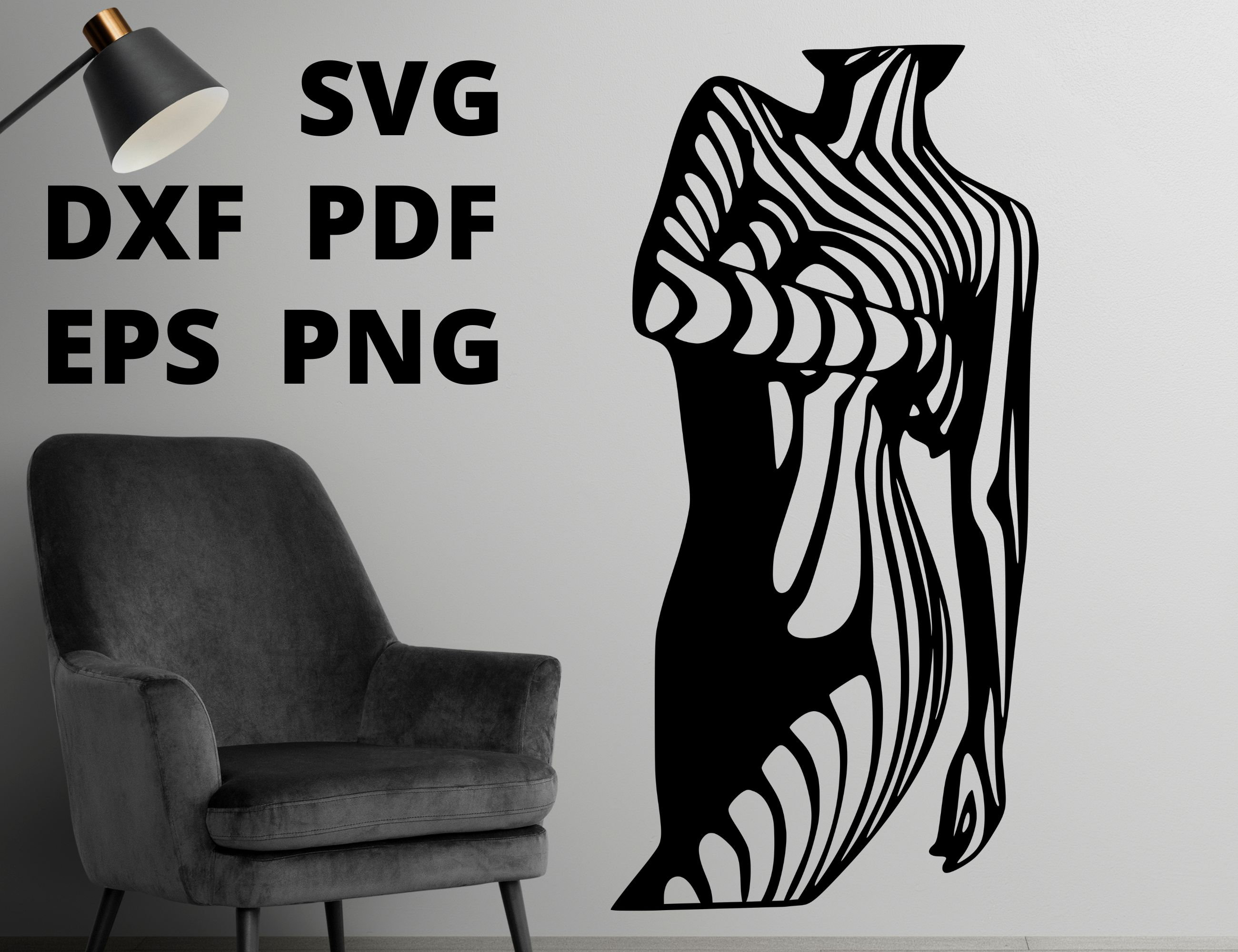 Female Torso Design - SVG, DXF, PNG, Eps, Pdf Files for Lasers, Cricut ...