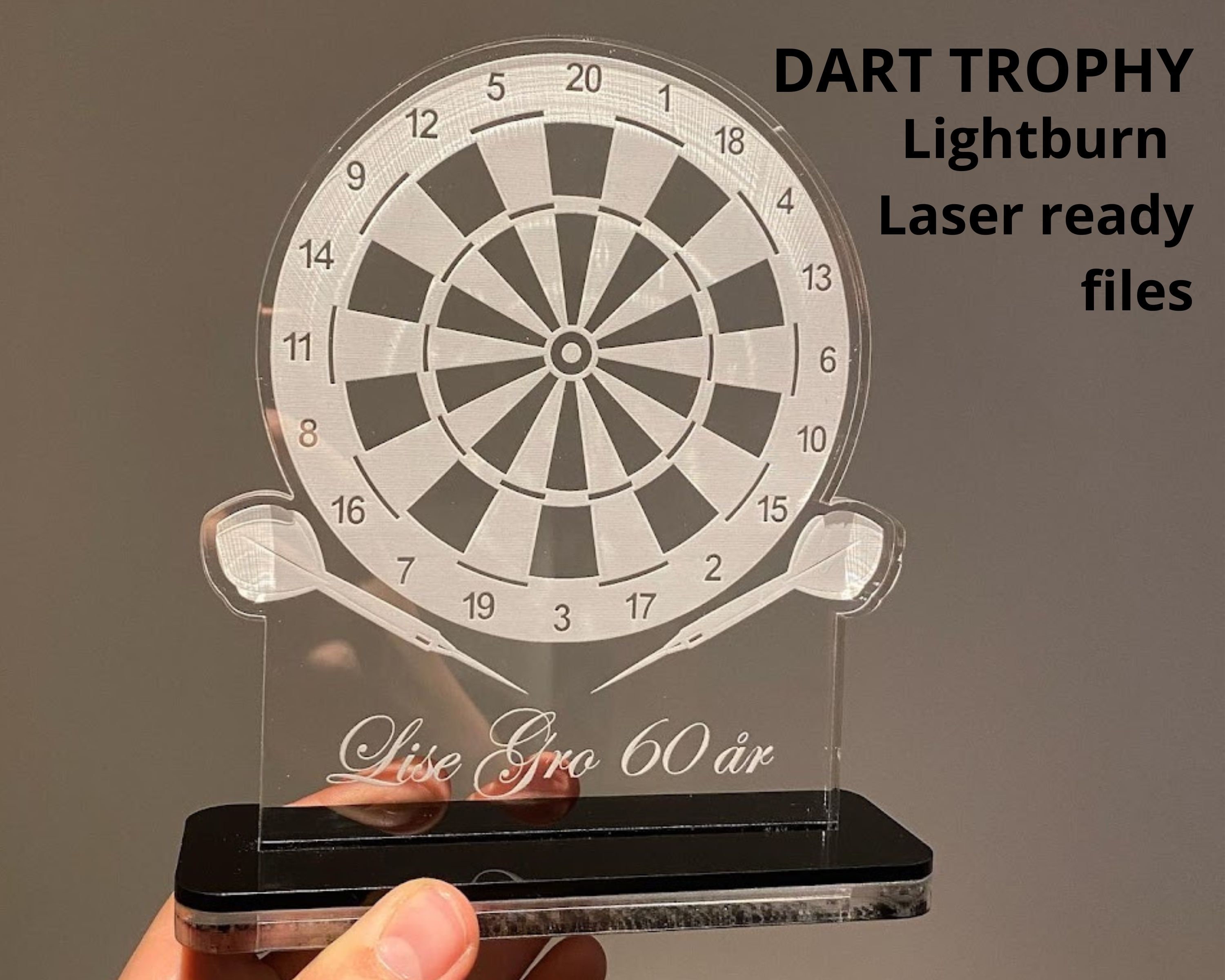 Champion's Choice: Customizable Dart Trophy | Laser Ready Lightburn ...