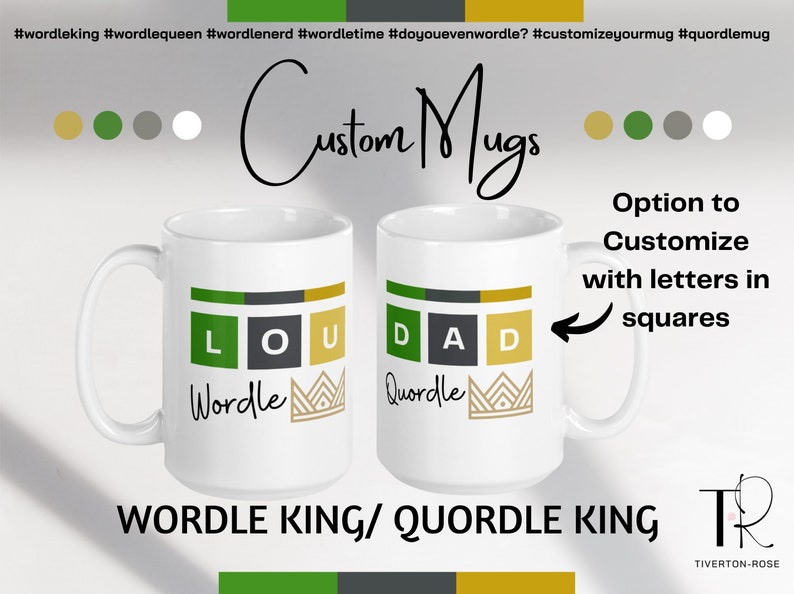 Personalized Wordle King/wordle Queen/wordle Champ/wordle Mug 11oz/15oz ...