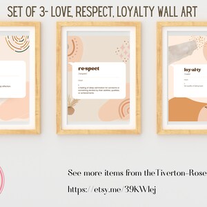 Set of 3 Love Loyalty Respect Quotes Wall Art Digital Print - Etsy