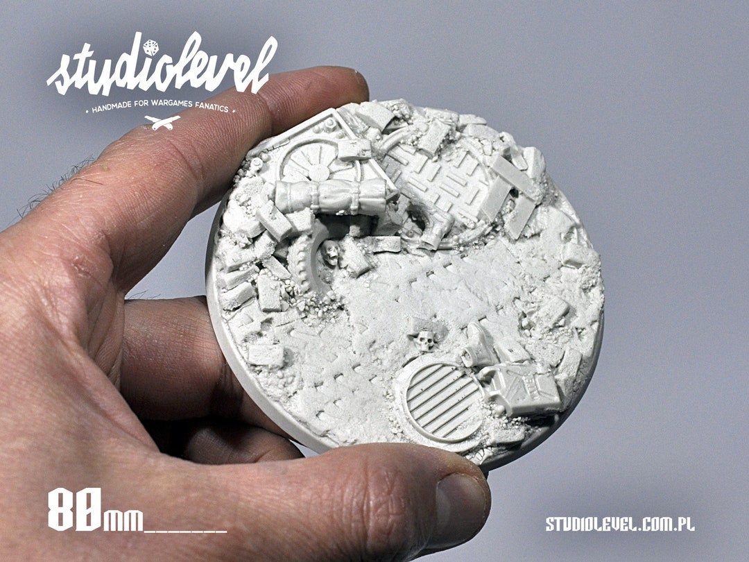 Round 80mm URBAN MAGNETIC BASE Scenic Miniature Base, Handmade Design ...
