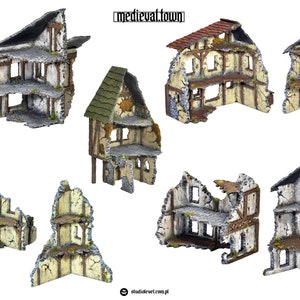 Large MEDIEVAL TOWN RUINS Set | Wargame Terrain, Fully Painted, 28mm ...