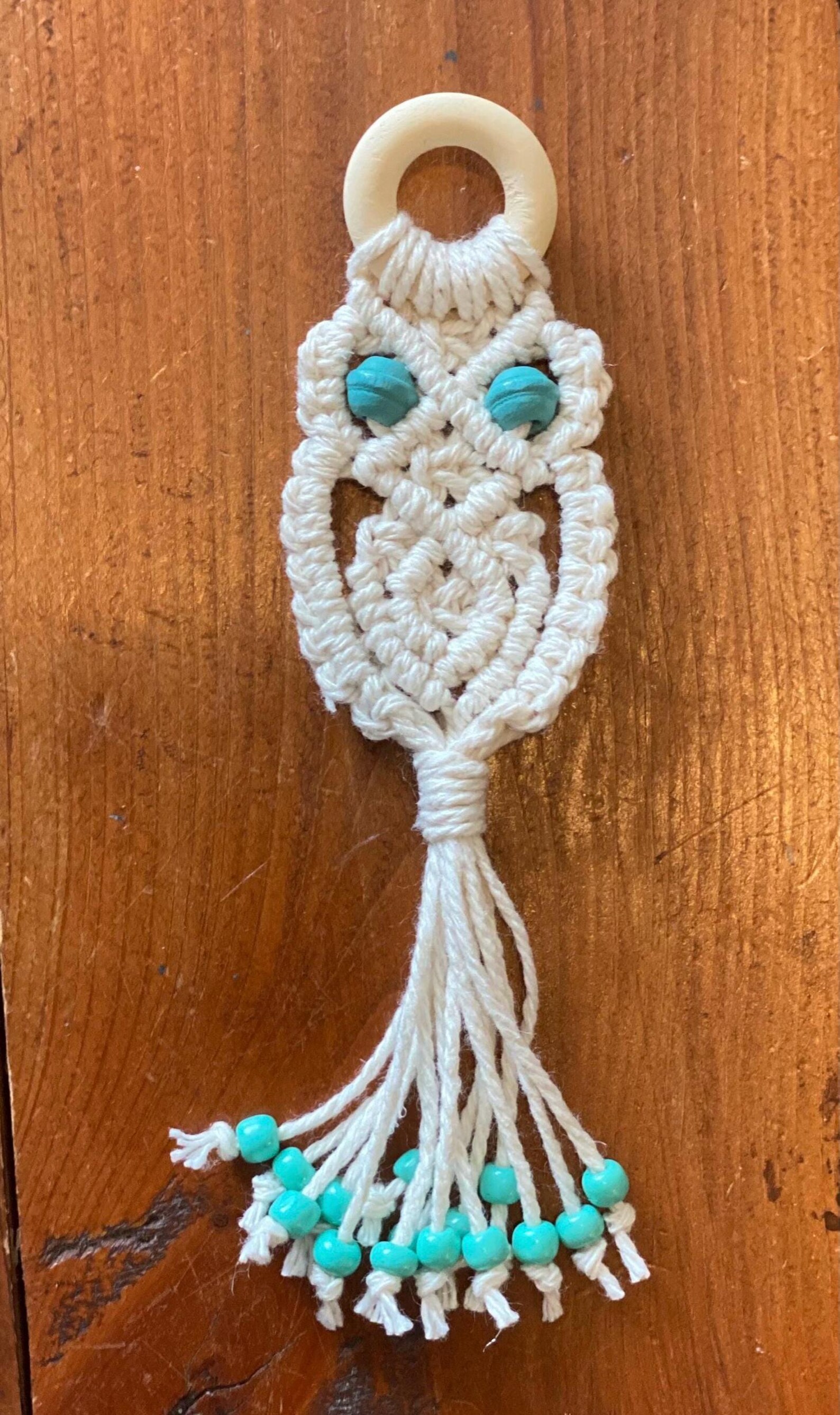 Macrame Owl Keychain With Beads, Boho Owl Accessory - Etsy