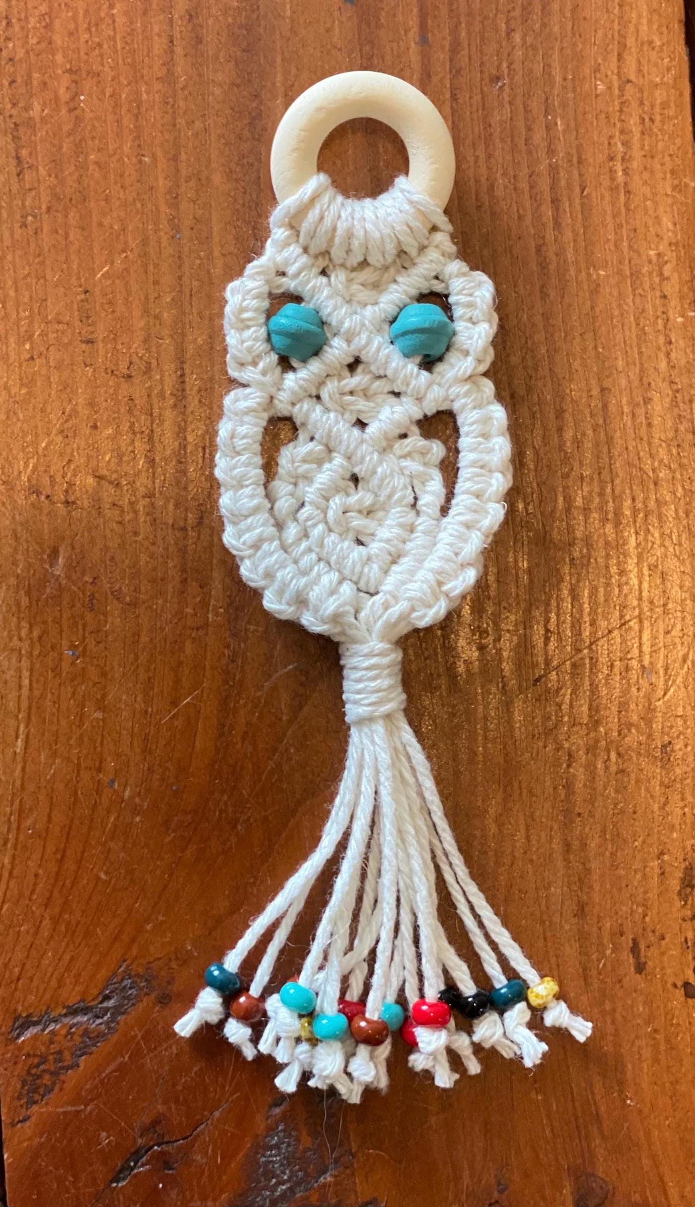 Macrame Owl Keychain With Beads, Boho Owl Accessory - Etsy