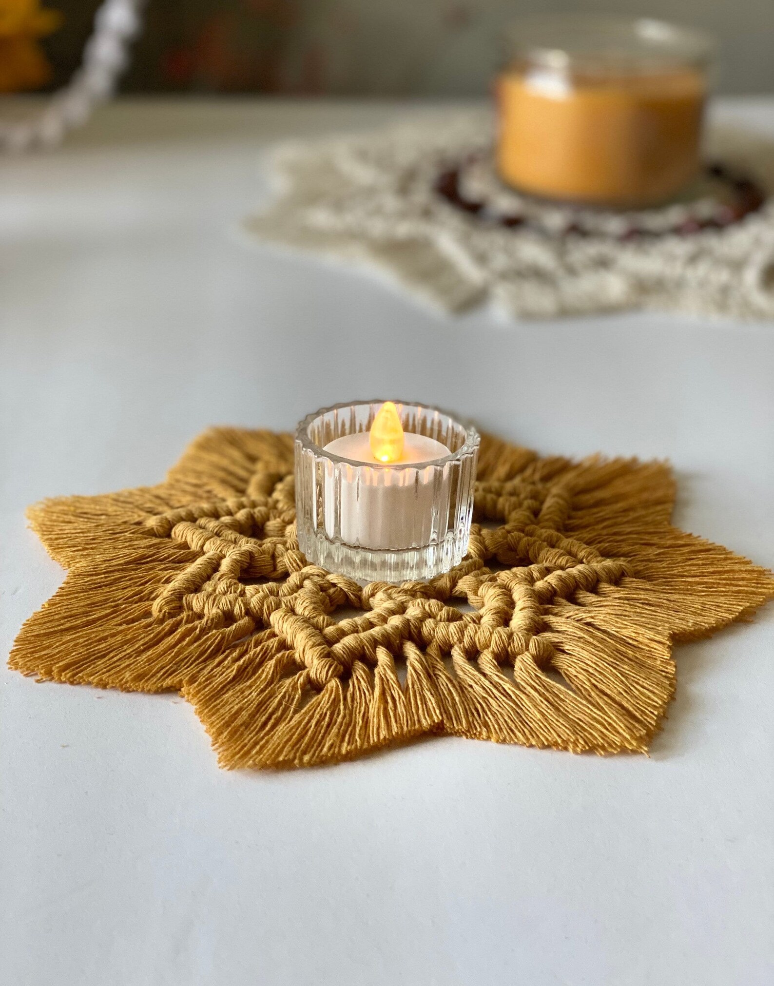Macrame Coaster, Doily, Mandala, Candle Coaster, Candle Holder, Table ...