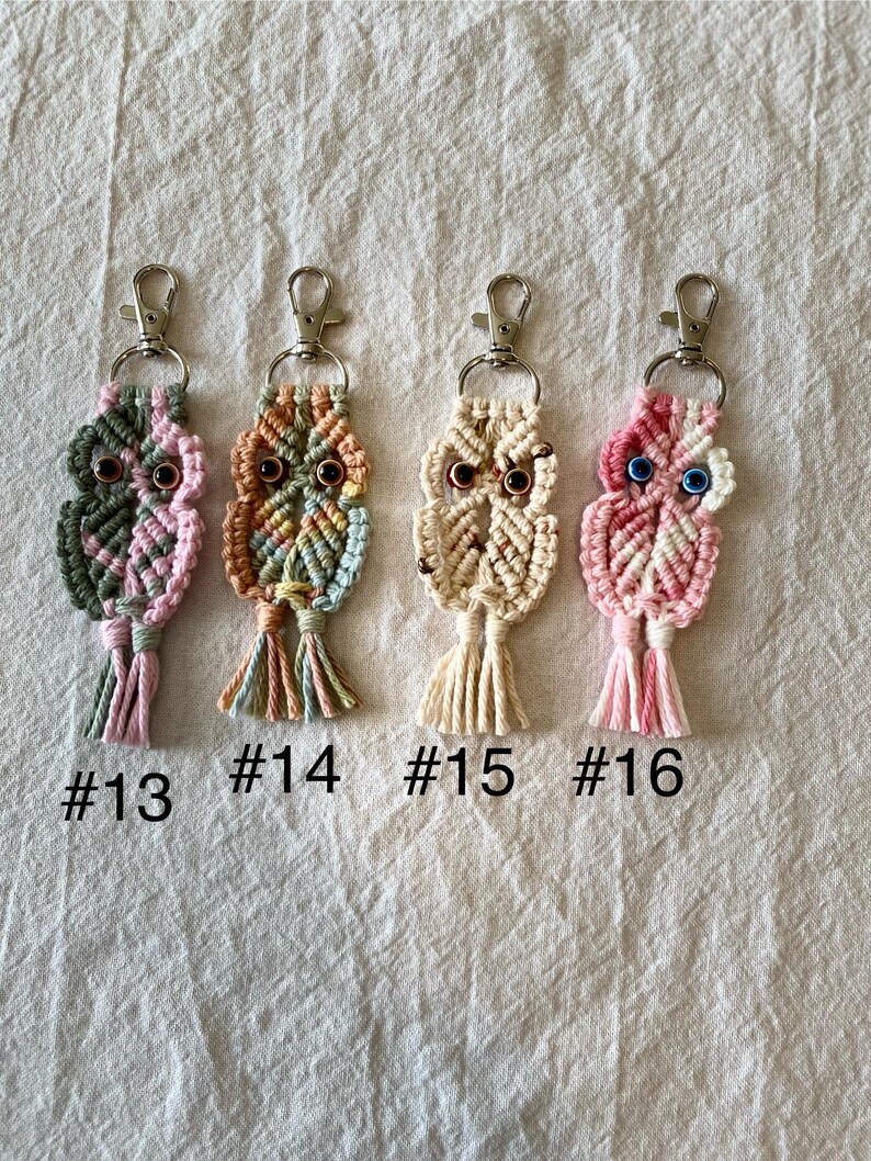 Evil Eye Owl, Owl Keychain, Keychain, Rearview Mirror Charm, Macrame ...